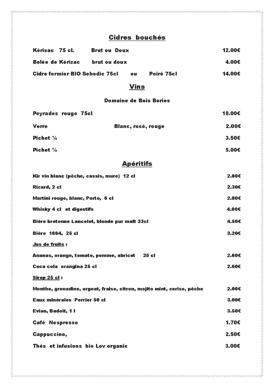 Carte et Menus :: Restaurant La Crêperie